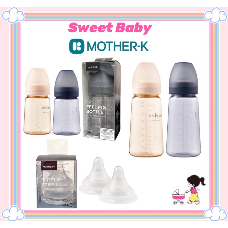 K-Mom Mother-K PPSU Baby Bottle 4th Gen With Nipple (180ml/280ml) /Nipple Teat SS/S/M/L/XL ...