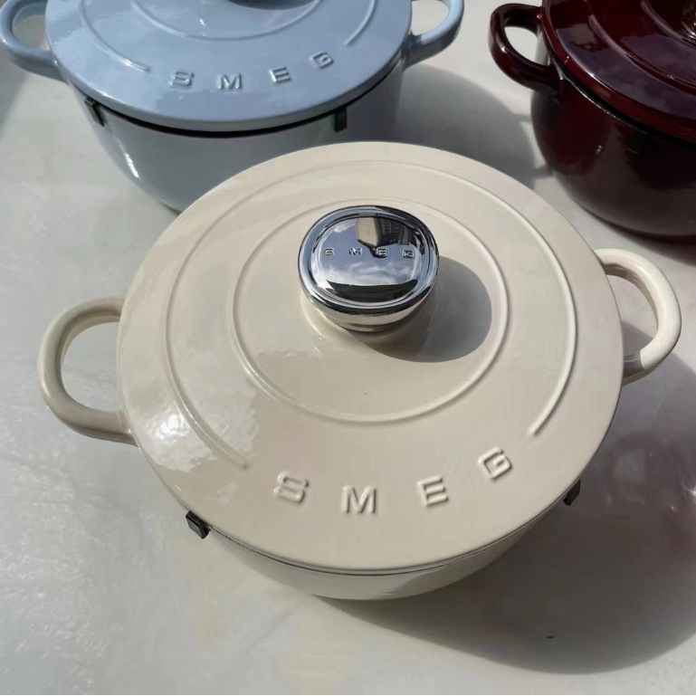 🔥SMEG Enamel Pot Soup Pot 24cm Large Capacity Soup Pot Double Ear ...