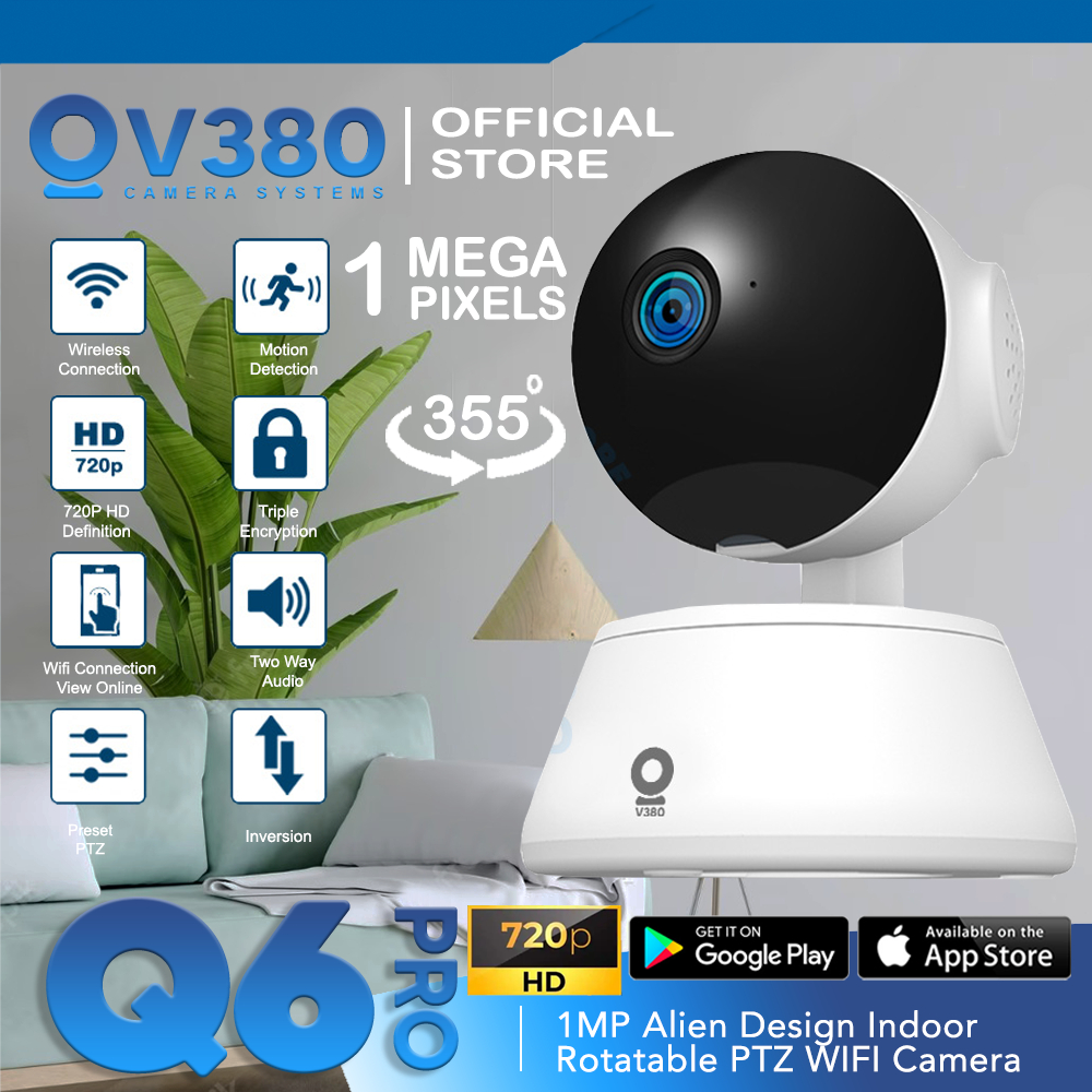 CCTV V380 Q6Pro 1MP Alien Design Indoor Rotatable PTZ WIFI IP Camera ...