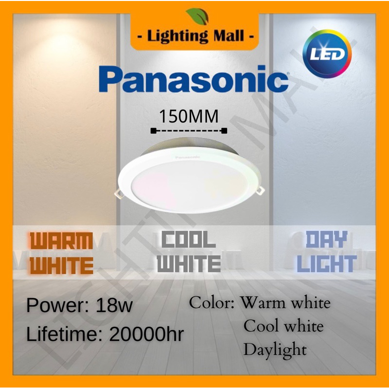[New] Panasonic Led Downlight 12W / 15W / 18W / 24W (Cool Daylight/ Cool White / Warm White ...