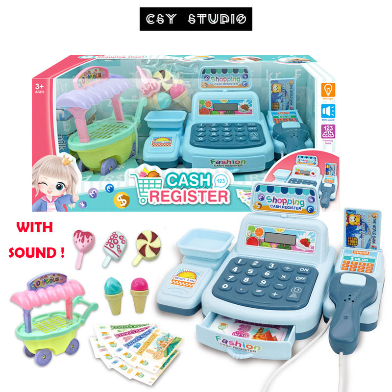 Supermarket Cashier Play Set with Sound Pretend Play Supermarket Toys ...