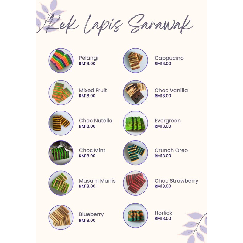 Custom Design Menu for Kek Lapis Sarawak | Shopee Malaysia