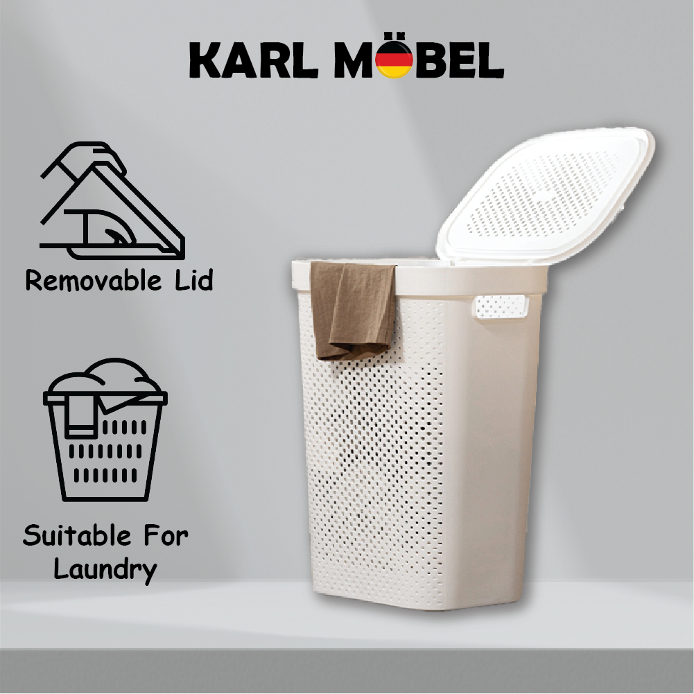 Laundry basket large Bakul baju dobi 45L 60L Large Cover Japanese style ...