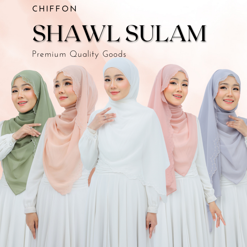 Zephia Tudung Shawl Sulam Tepi Chiffon Bunga Hijab Sulam Shawl Pengantin Embroided Side Tudung ...