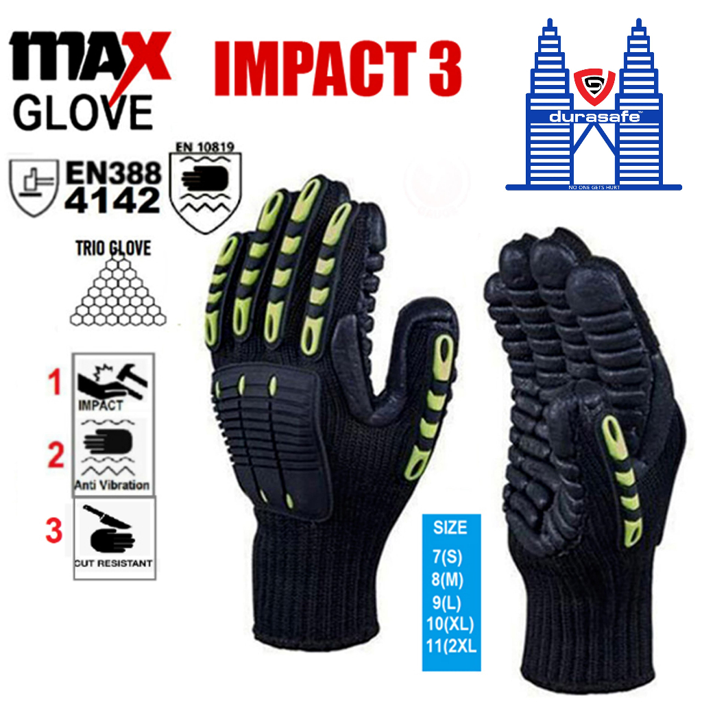 MaxGlove Impact 3, Anti-Vibration Glove EN388 & EN10819 Approved | Shopee Malaysia