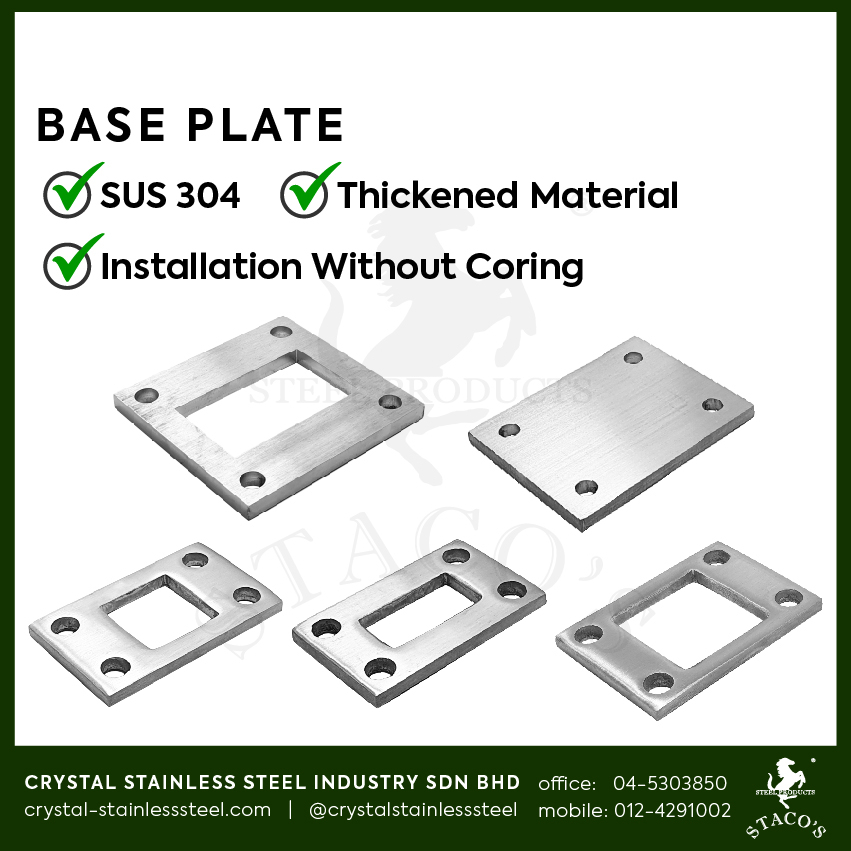 STACOS Stainless Steel 304 Base Plate Balustrade Baluster Staircase ...