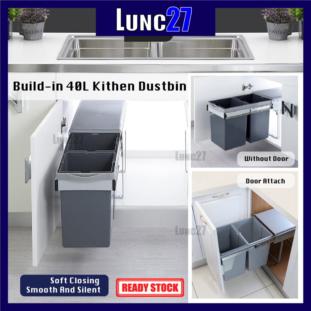 Kitchen Cabinet Dust Bin 40L Waste Bin With Soft Close System Can ...