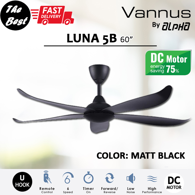 ALPHA VANNUS LUNA 5B 60" 56” 46” 40” 36” Inches DC Motor Remote Ceiling ...