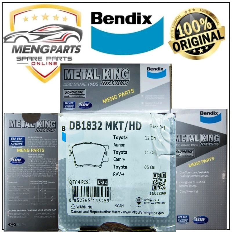 ORIGINAL 💯% BENDIX METAL KING TITANIUM TOYOTA CAMRY ACV40 2009-2011 ...