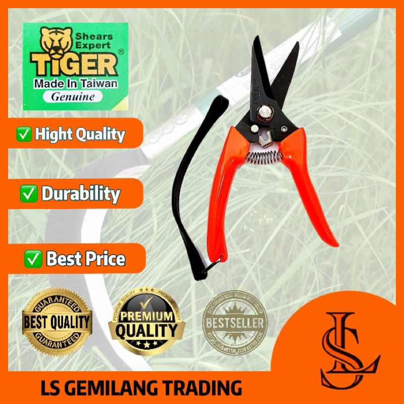 TIGER ORIGINAL 7'' GARDEN CUTTER PRUNING SHEARS GUNTING BUNGA Scissors ...