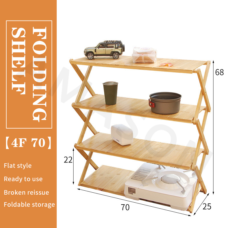 Outdoor Camping rack Multilayer Foldable Wood Shelf Portable Picnic ...