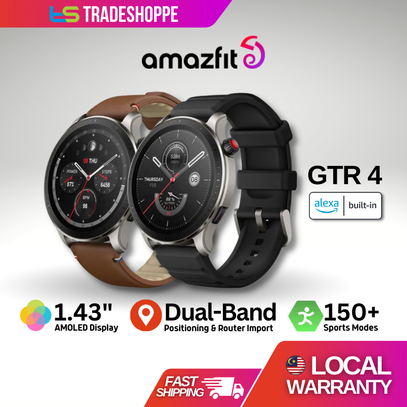 Amazfit GTS 4 A2168 Smartwatch 1.75" HD AMOLED Display Dual-Band GPS ...