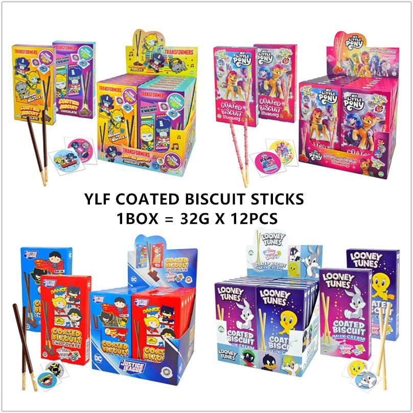 YLF COATED BISCUIT STICKS DISNEY DC 32G X 12PCS (TRANSFORMERS, MY ...