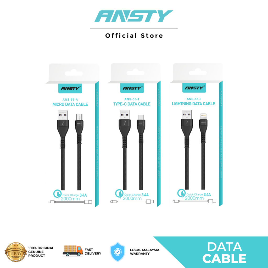 Data Cable Fast Charge Ansty (2m) | Shopee Malaysia