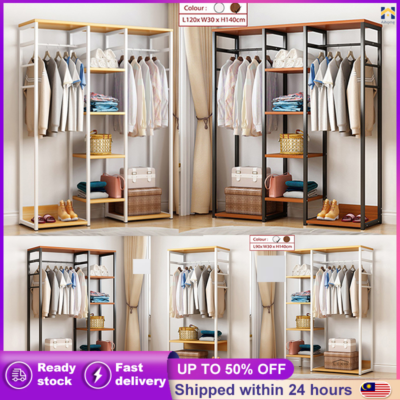 AH Cloth Wardrobe Cabinet ﻿Clothes Storage Shelf Almari Rak Baju ...