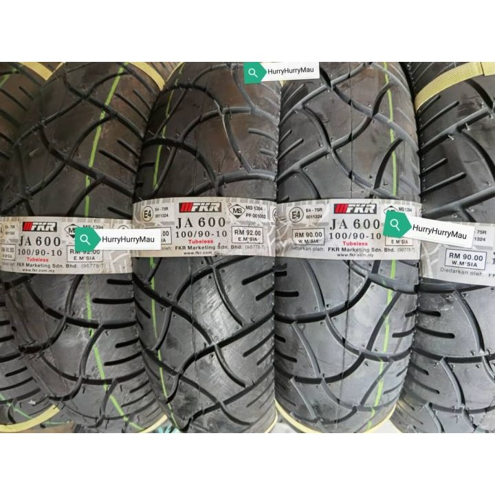 FKR JA600 TL 100/90-10 ( 100.90x10 / 100/90x10 ) Tubeless Tyre (Tahun 2020 / 2021 ) | Shopee ...