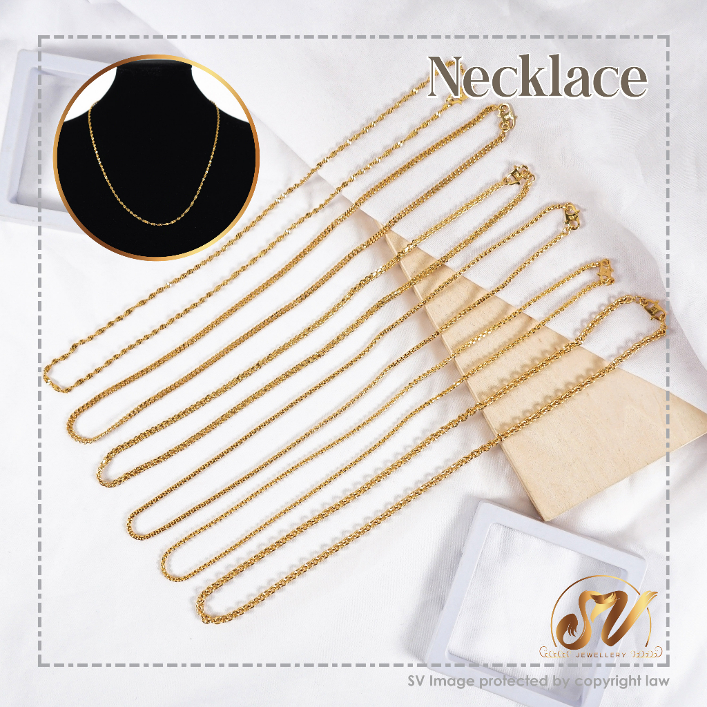 24K Gold Plated Necklace Emas Korea Rantai Emas Kalung Chain Lock S Cop ...