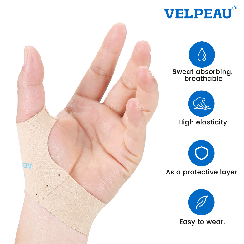 VELPEAU Elastic Thumb Support Brace Layer (Pair) - Soft Thumb ...