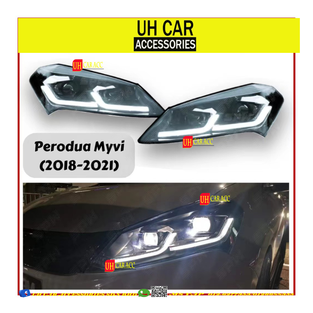 PERODUA MYVI GEN3 2018-2021 MK7 DESIGN LIGHT BAR PROJECTOR HEADLAMP ...