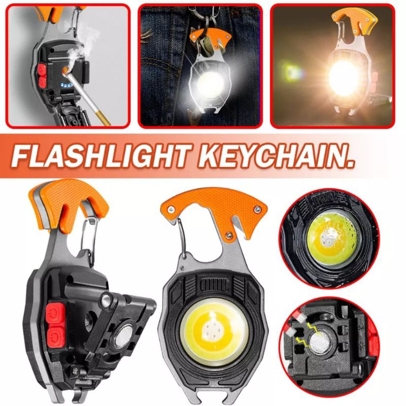 Keychain W5147 Work Light Multifunctional Cigarette Lighter Rechargeable Portable led Strong ...