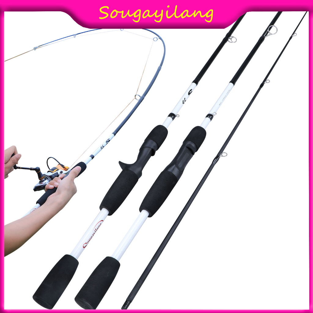 Sougayilang 2 Sections Spinning/Casting Rod Carbon Fiber Fishing Rod With EVA Handle For ...