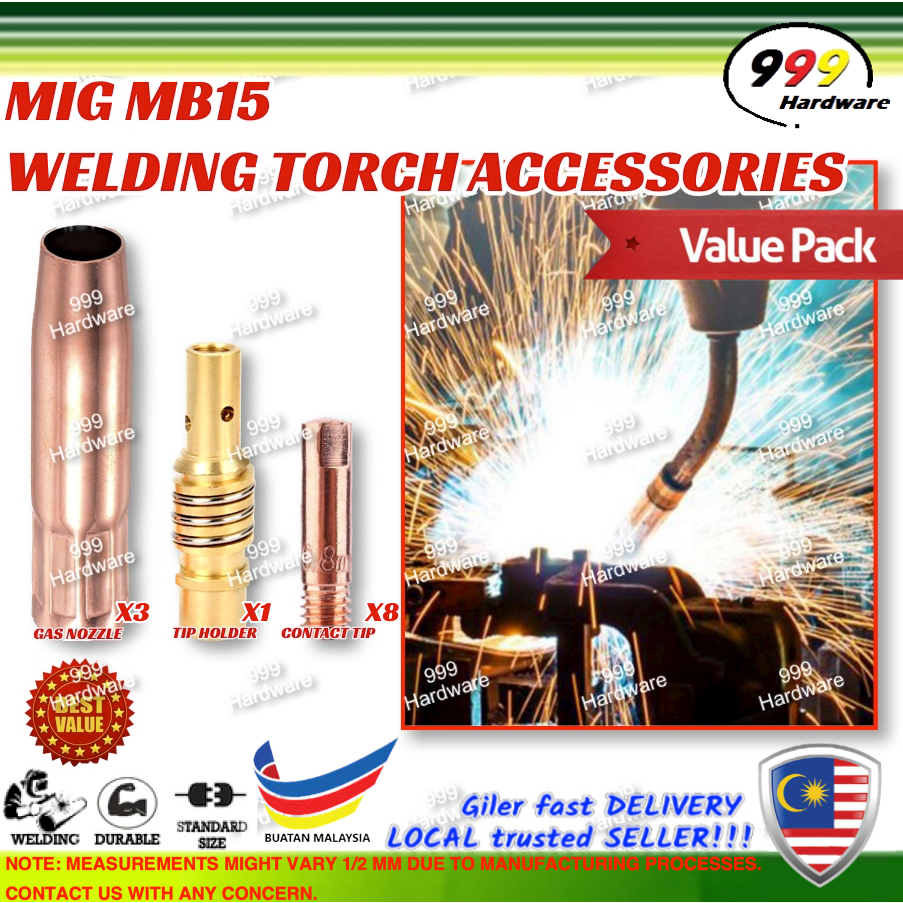 999 [12PC] MIG MB15 WELDING TORCH ACCESSORIES SET / COPPER GAS NOZZLE ...