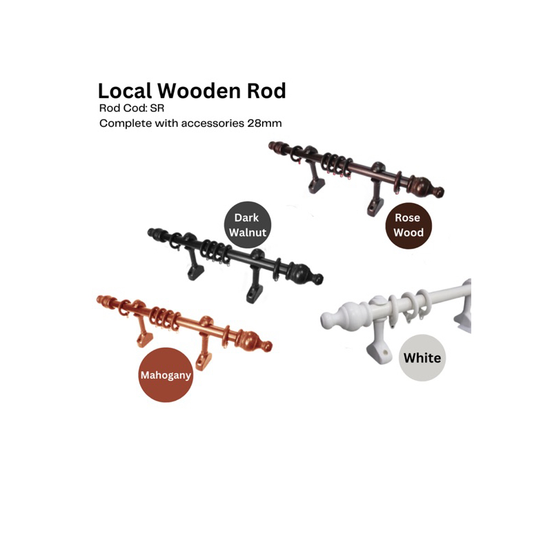 READY STOCK Set Wooden Rod Curtain / Rod Kayu Langsir Eyelet | Shopee ...