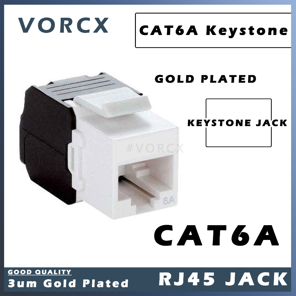 KJ4 CAT6A RJ45 UTP Keystone Jack with Cable Tie Gold Plated 3u Dual IDC ...