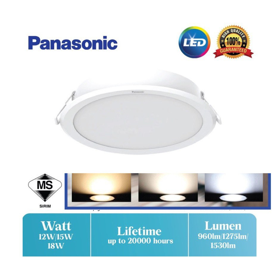 Panasonic LED Downlight 12W / 15W Round (Daylight/ Cool White / Warm ...