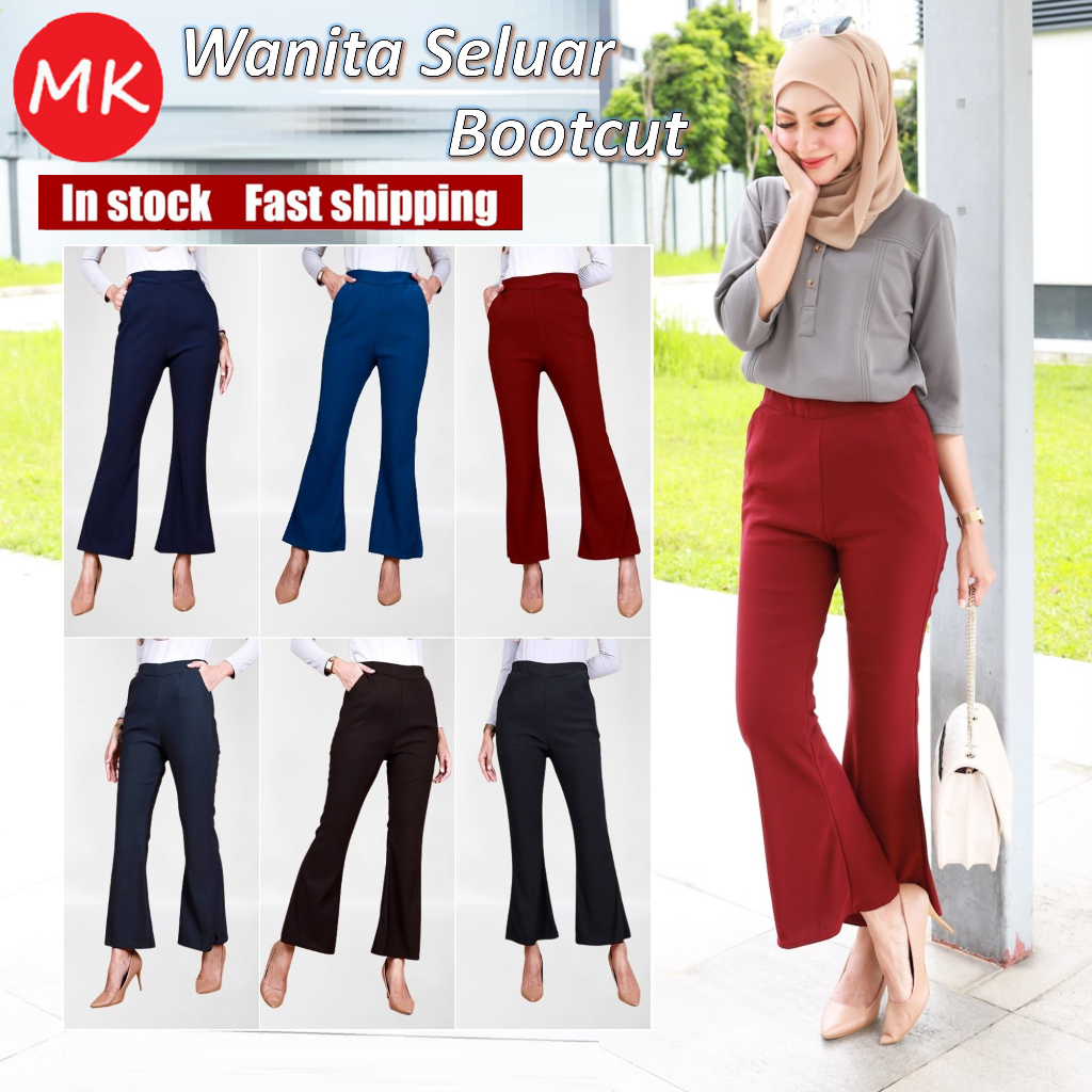 Baju Raya 2025 bootcut pants women Cotton Loose Casual Plus Size Pants ...