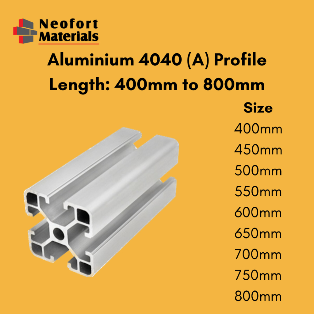READY STOCK Aluminium Profile 4040 (A) 400mm to 800mm length | Shopee ...