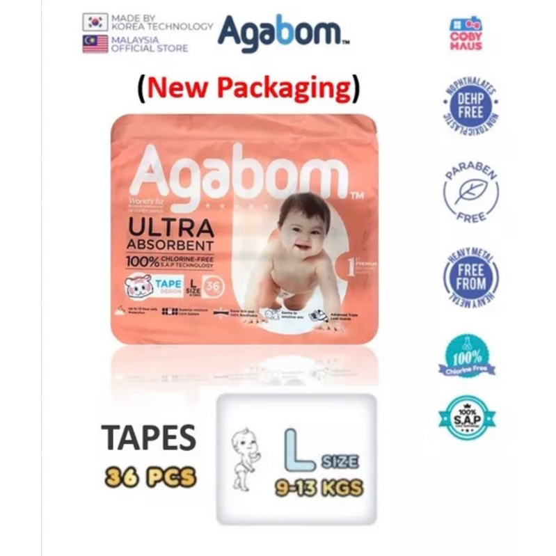 (Ready stock) AGABOM BABY DIAPERS (TAPE SIZE L) | Shopee Malaysia