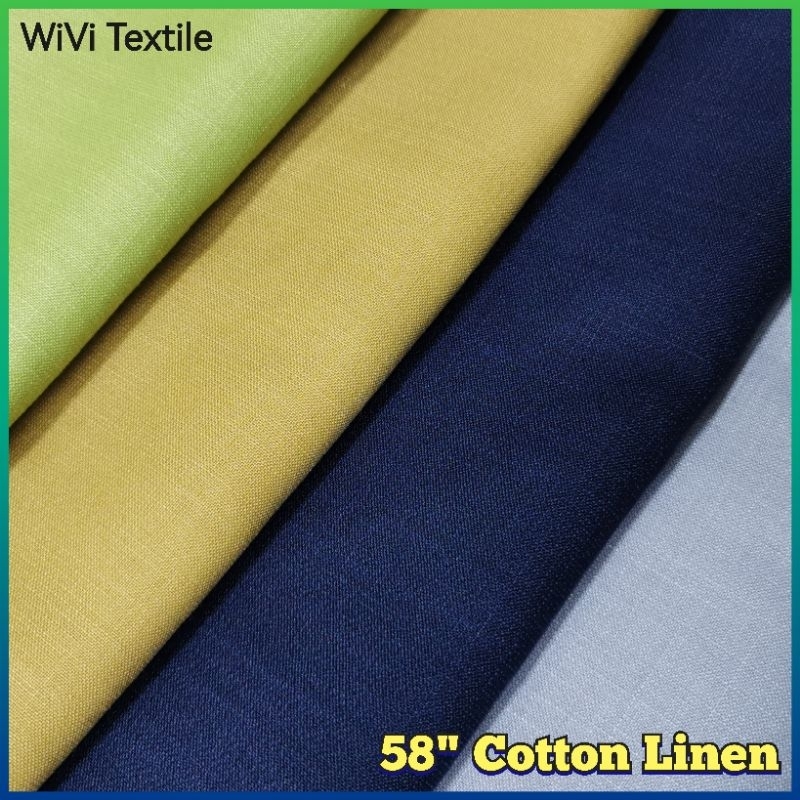 58" Cotton Linen Fabric / Cotton Blend Faux Linen / Kain Baju - 1 meter ...