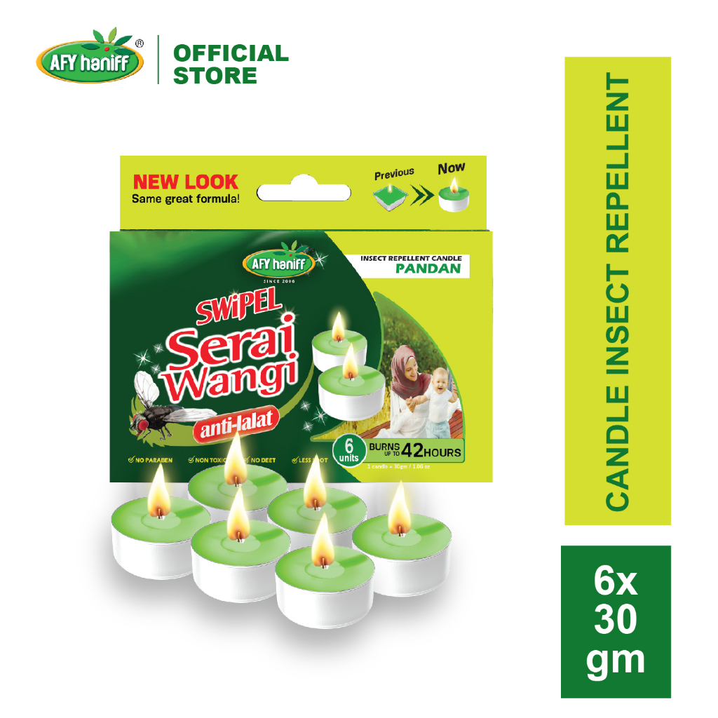 Afy Haniff SWiPEL® Lilin Halau Lalat Pandan 30g x 6 Pcs Natural Insect ...