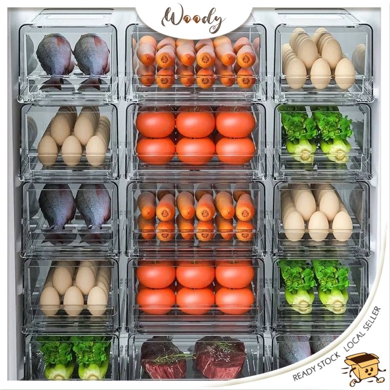 【Woody】 Acrylic Refrigerator Drawer Storage Transparent Organizer ...