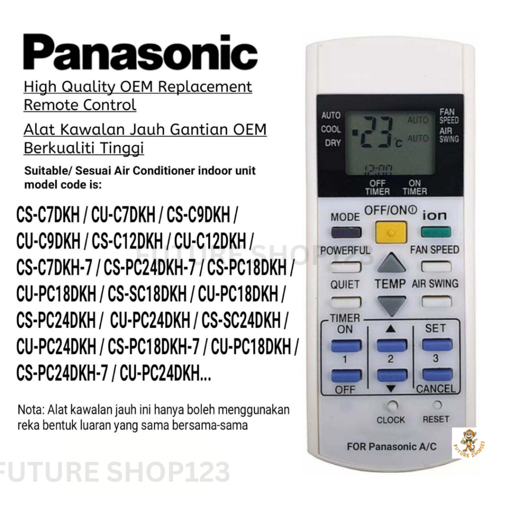 Panasonic DKH air cond air conditioner ion Replacement Remote Control ...