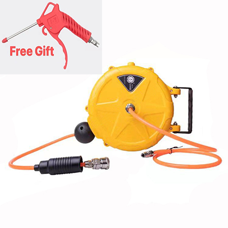 10M / 15M / 20M PU AIR HOSE REEL WITH AIR GUN RETRACTABLE AUTO REWING ...