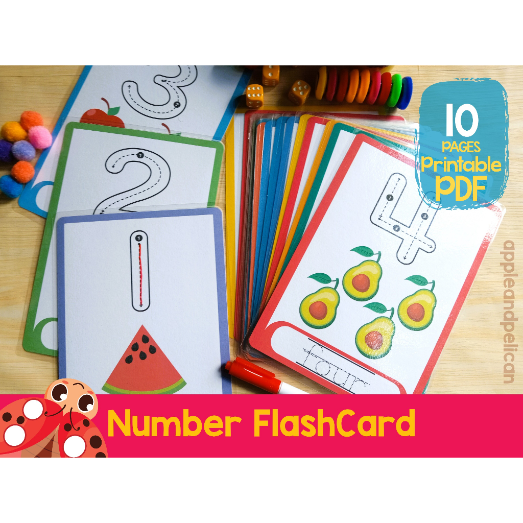[SOFTCOPY] Numbers Flashcards, Tracing Cards, 1 – 20 Numbers Cards ...