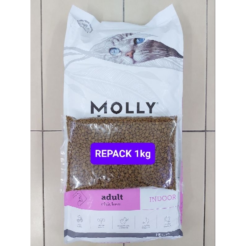🤩MOLLY 1kg REPACK kitten / indoor / hairball / shiny hair / renel care ...