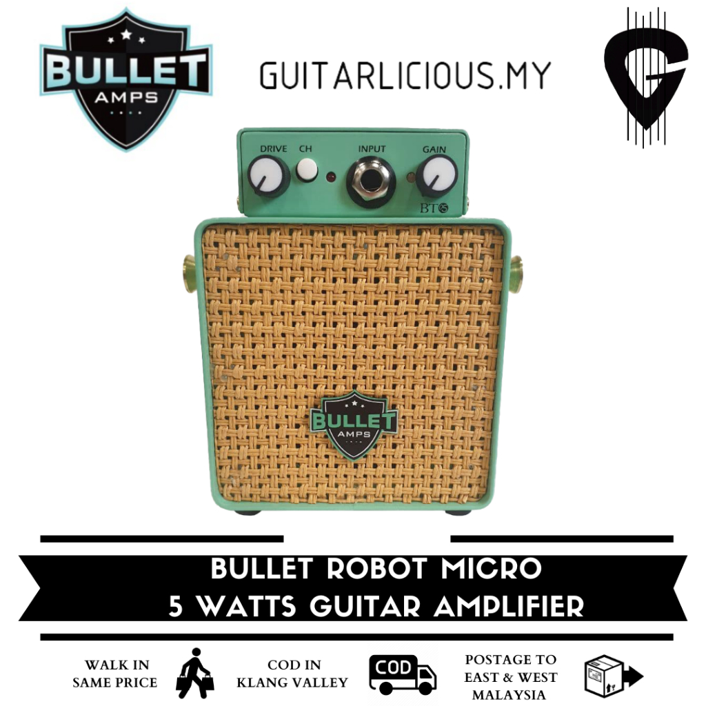 Bullet Robot Micro 5 Watts Guitar Amplifier, Green (BT-05) Mini ...