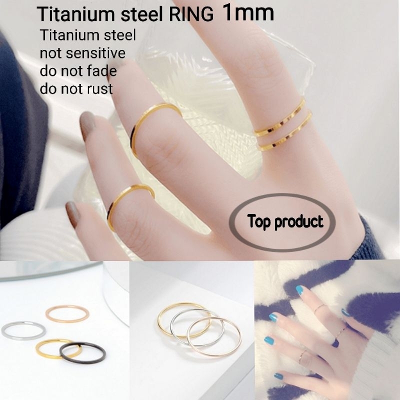 🇲🇾(Rg1) 1mm Titanium steel ring women's fine style non-fading all-match ...