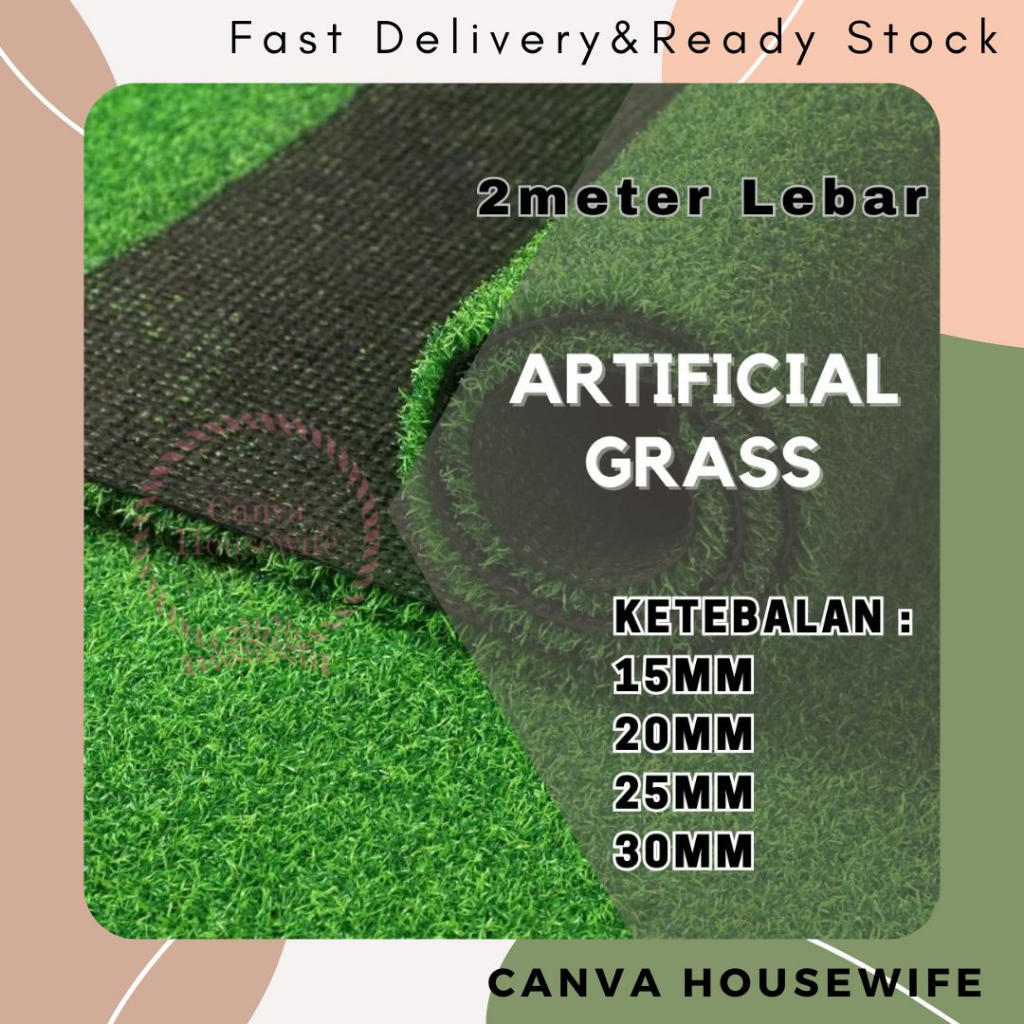 ☘️ 2m x 0.5m ☘️ Artificial Grass Fake Carpet for Indoor & Outdoor ...