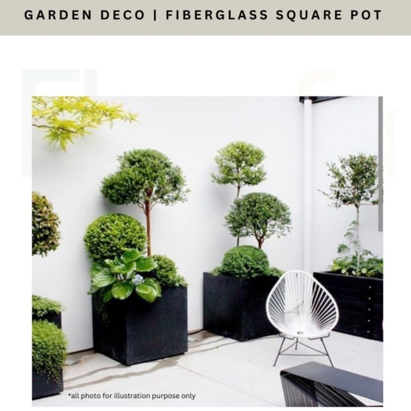 Fiberglass Square Pot Pasu Bulat Fiber Flower Pot Pasu Bunga Garden ...