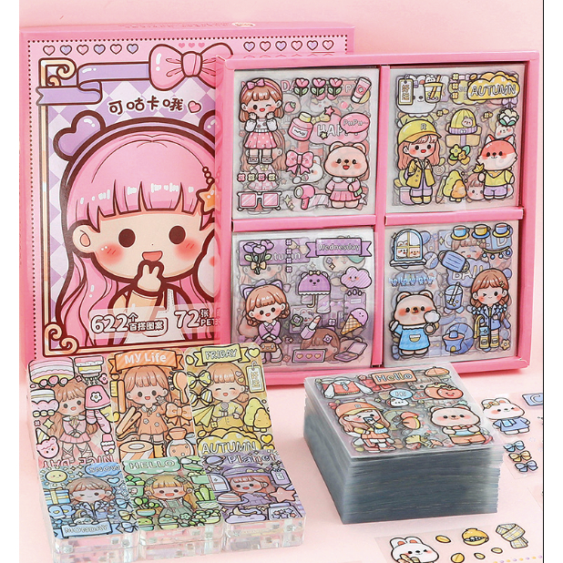 KawaiiGift Telado 72pcs PET DuoDuo Cute Stickers Box Waterproof Sticker ...