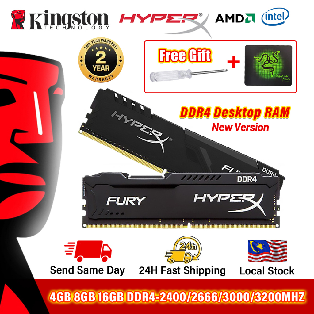 【Penjual Tempatan】Kingston HyperX FURY RAM DDR4 8GB 16GB 4GB 3200MHz 2400/2666/3600MHz PC4 PC ...