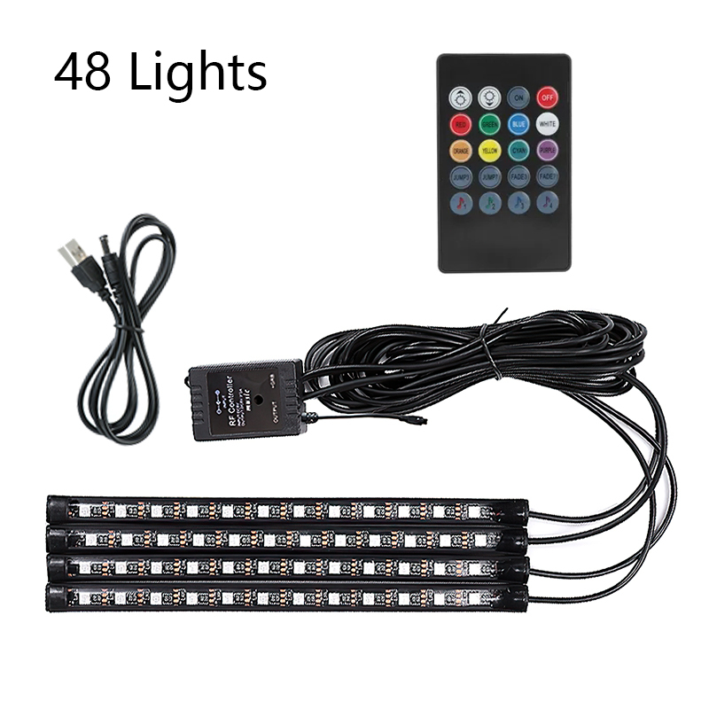 MKZ USB 4pcs Rgb Led Led Bawah Kaki Car Led Light Lampu Kaki Kereta Rgb ...