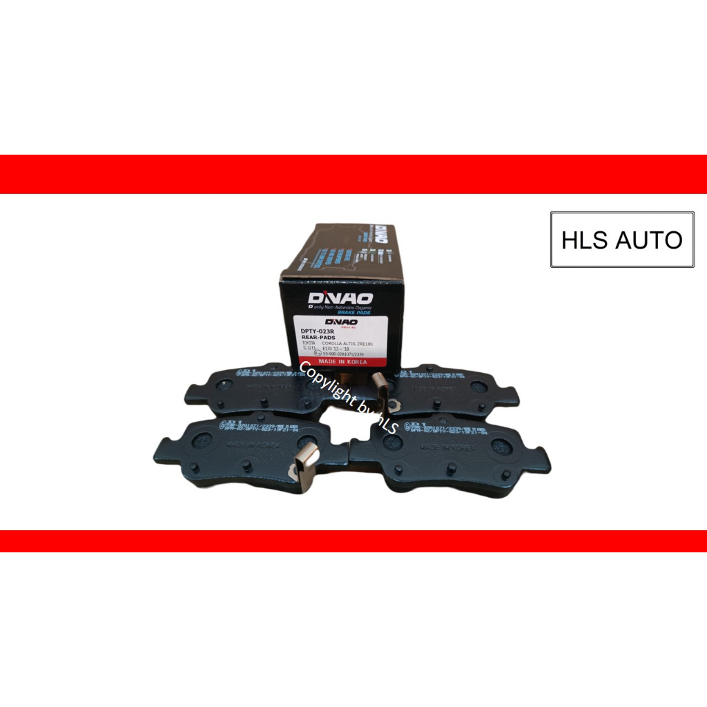 TOYOTA ALTIS 2014 , ZRE172 REAR DNAO ORIGINAL BRAKE PAD (MADE IN KOREA ...