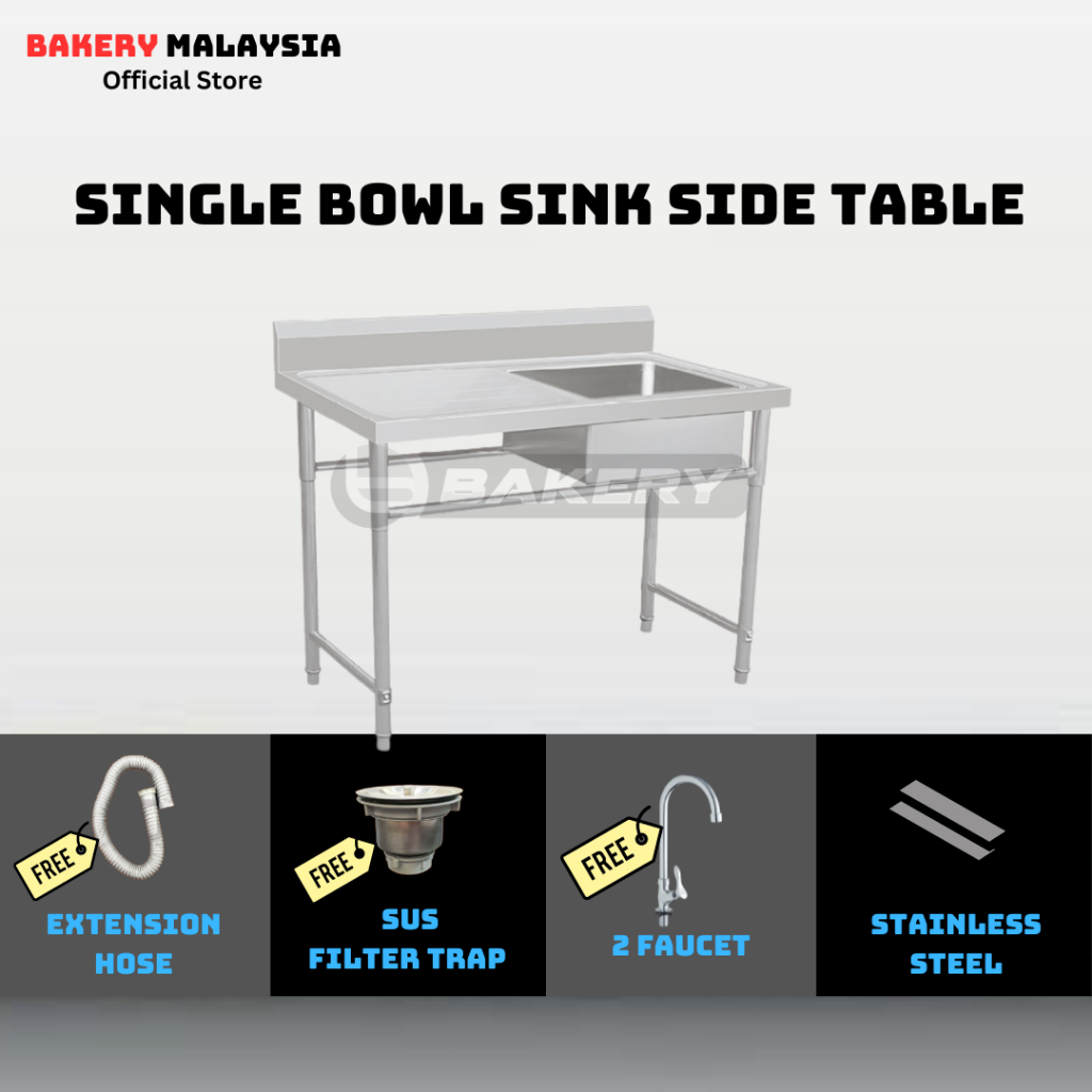 Commercial S/S kitchen organizer Single Deep Bowl Sink right/left With ...
