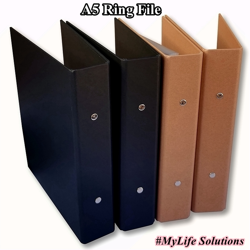 2 Pcs of Paper A5 Size 2D Ring File Kraft Ring File Black Ring File ...