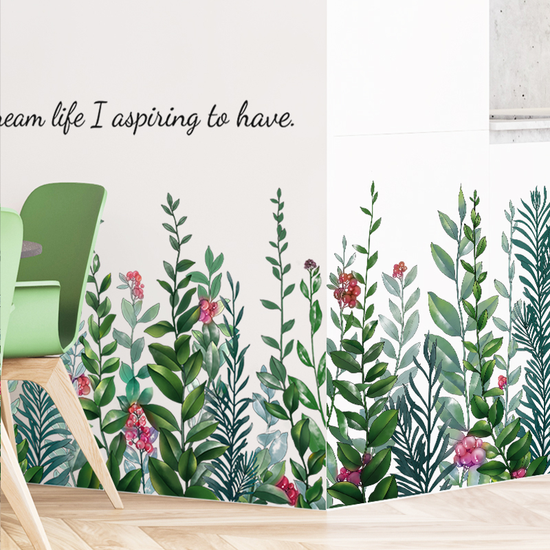 Removable bedroom nature plant small leaf wall decor stickers wall ...